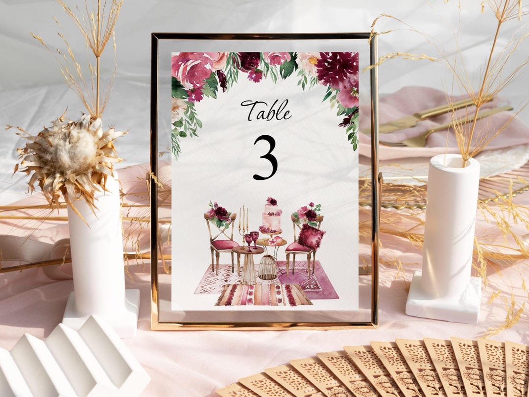Boho Table Number Cards Printable Table Numbers Rustic Wedding Decor ...