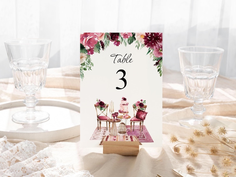 Boho Table Number Cards Printable Table Numbers Rustic Wedding Decor ...