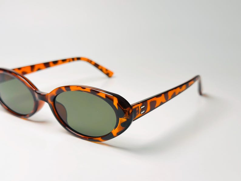 Tortoise Shell Oval Sunglasses Y2K Retro Sunglasses Vintage Oval Shades ...