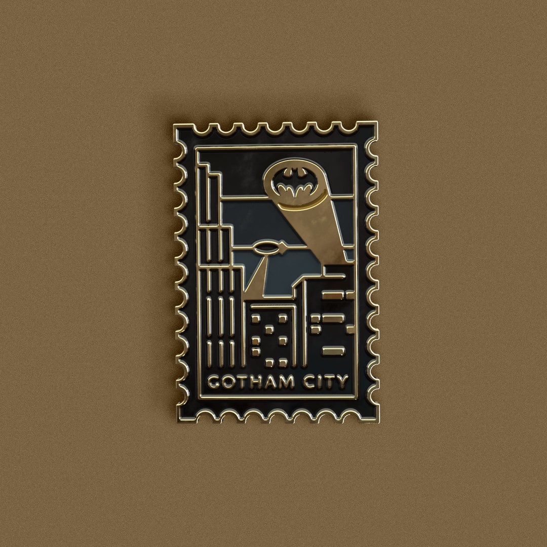Gotham City Soft Enamel Pin Stamp Pin Fantasy Pin Comics Pin Superhero ...
