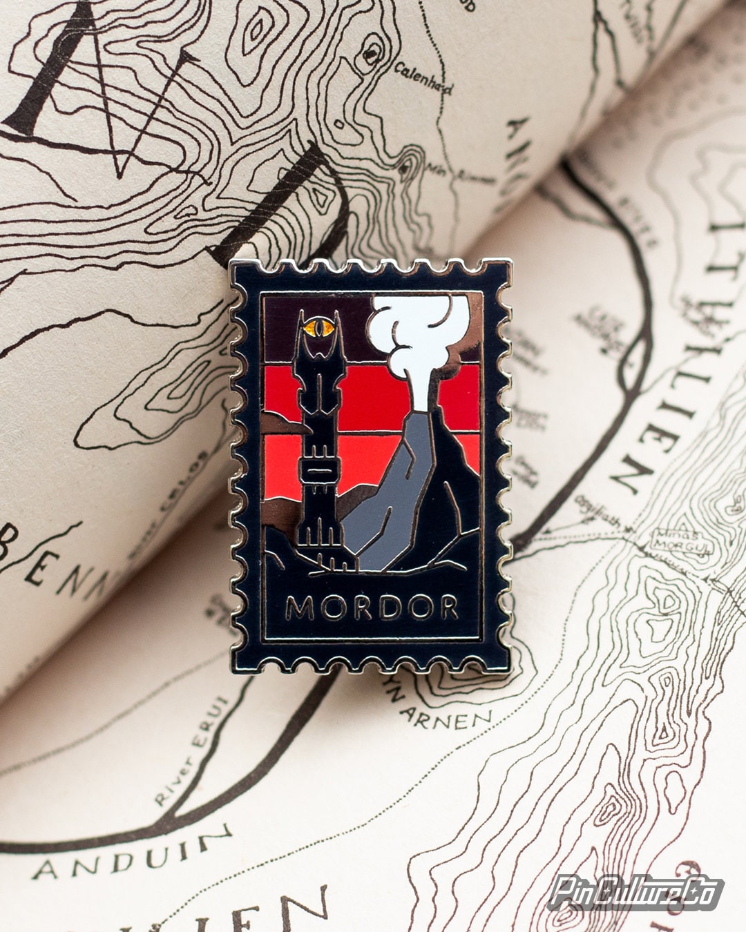 Mordor Stamp Enamel Pin - Stamp Pin - Fantasy Pin - Location Pin ...