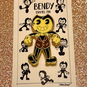 Bendy Enamel Pin + Free Sticker - Etsy