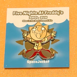FNAF Smol Sun and Mini Moon Glow-in-the-dark Enamel Pins + Free Sticker ...