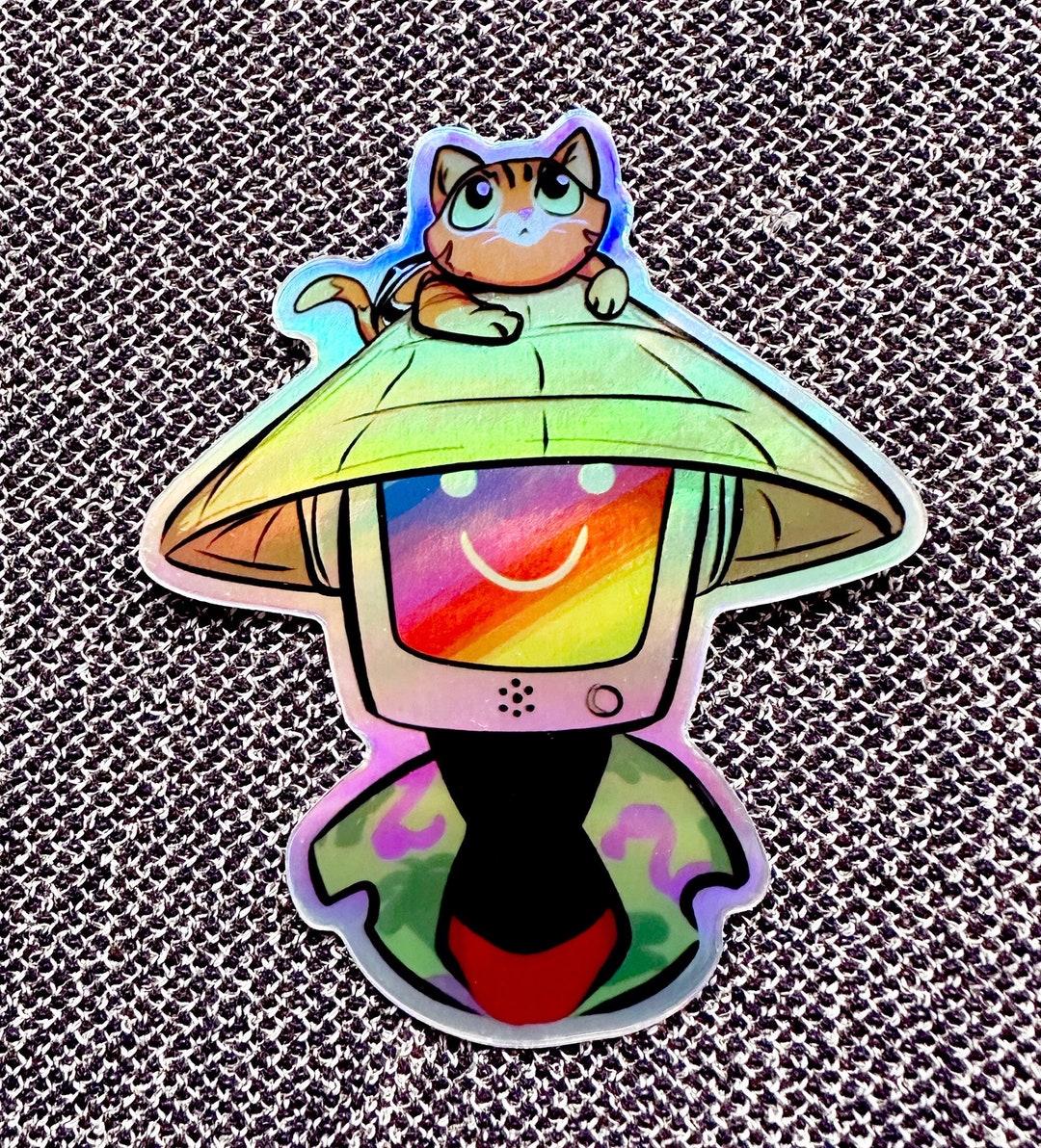 Cat and Momo Holographic Sticker - Etsy