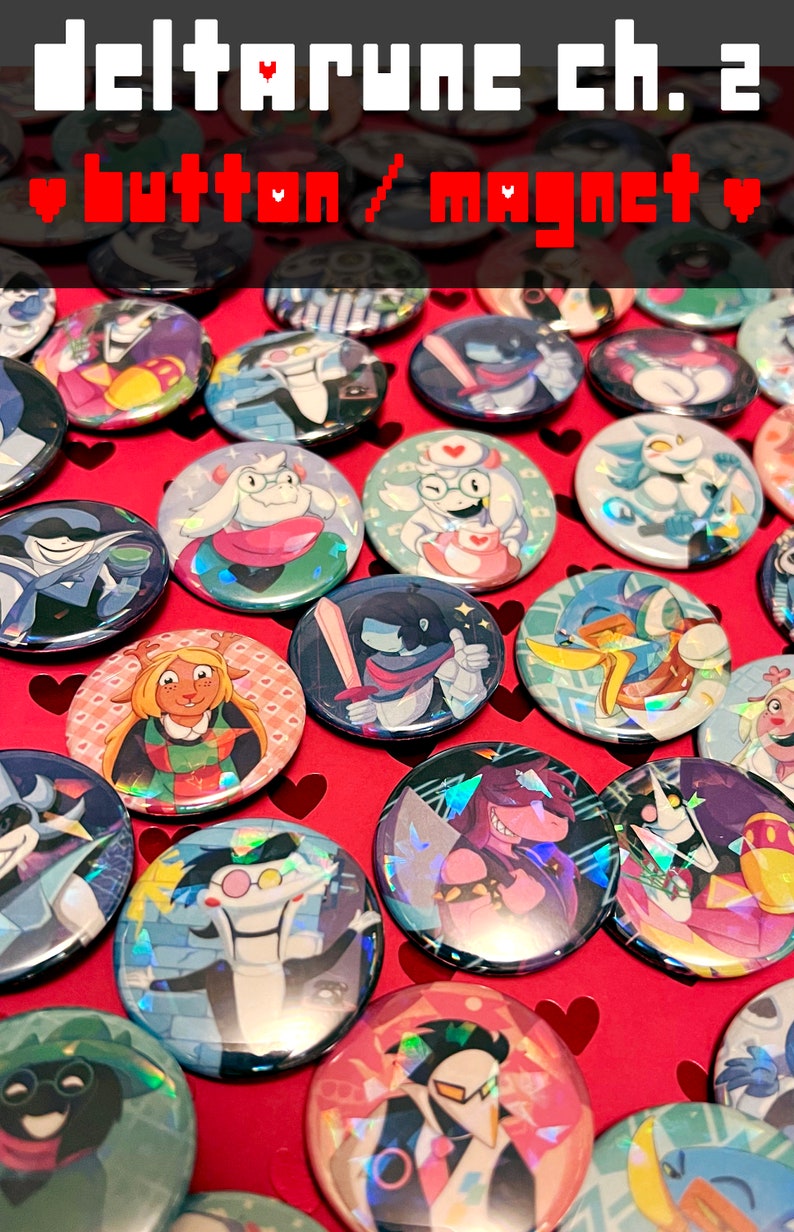 Deltarune Ch 2 Holographic Buttons and Magnets - Etsy