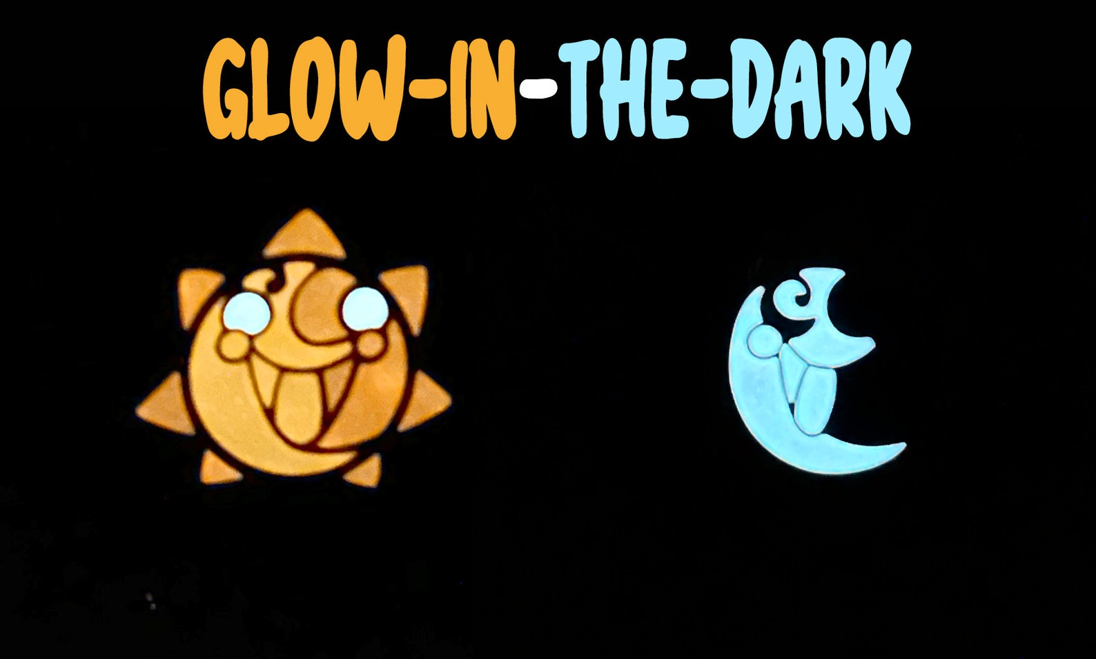 FNAF Smol Sun and Mini Moon Glow-in-the-dark Enamel Pins Free Sticker ...