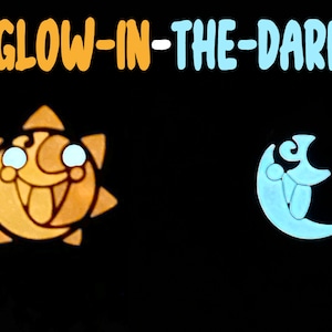 FNAF Smol Sun and Mini Moon Glow-in-the-dark Enamel Pins + Free Sticker ...