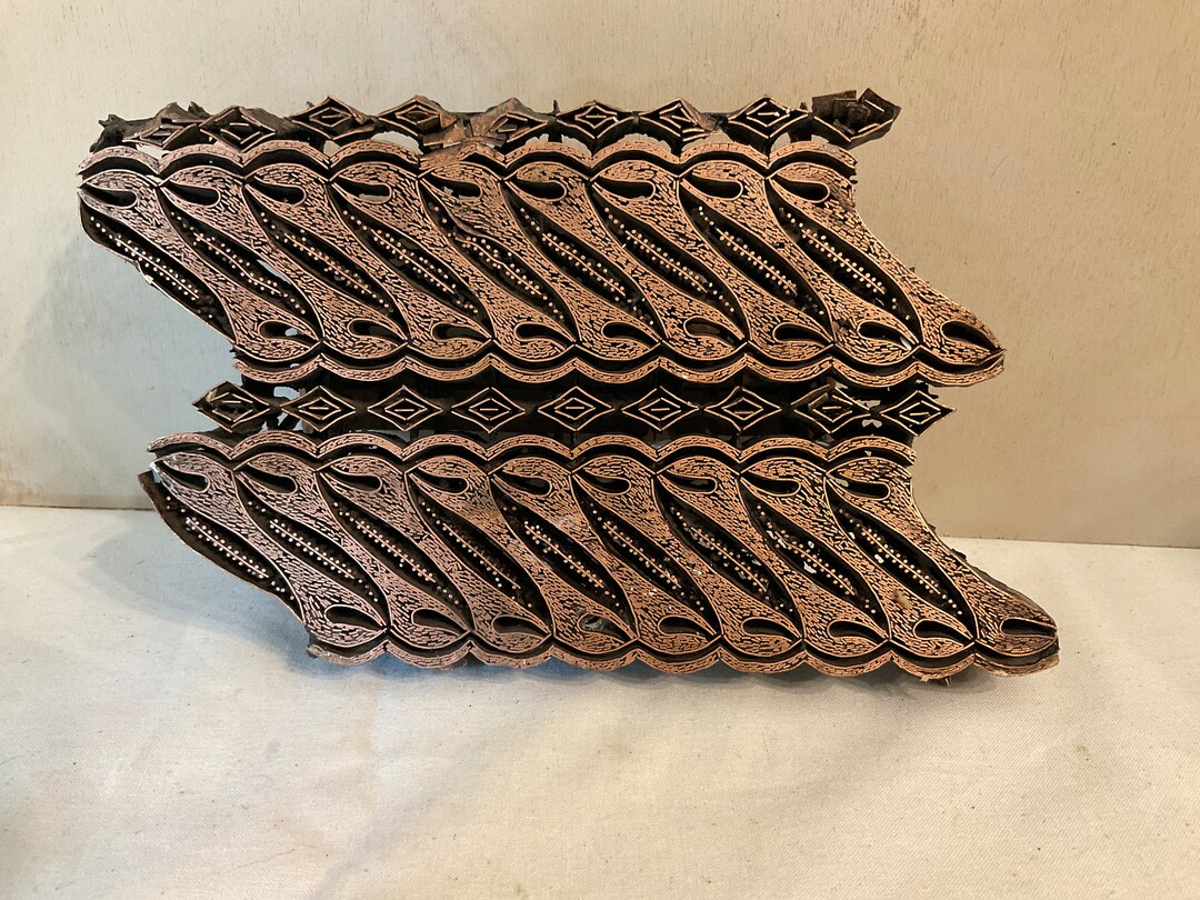 Antique French Indonesian Copper Batik Tjap Block: Floral Textile Stamp ...