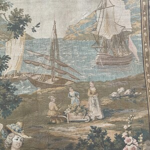 Vintage French Romantic Tapestry – Rococo Pastoral Scene With Ships ...