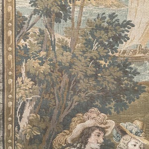 Vintage French Romantic Tapestry – Rococo Pastoral Scene With Ships ...