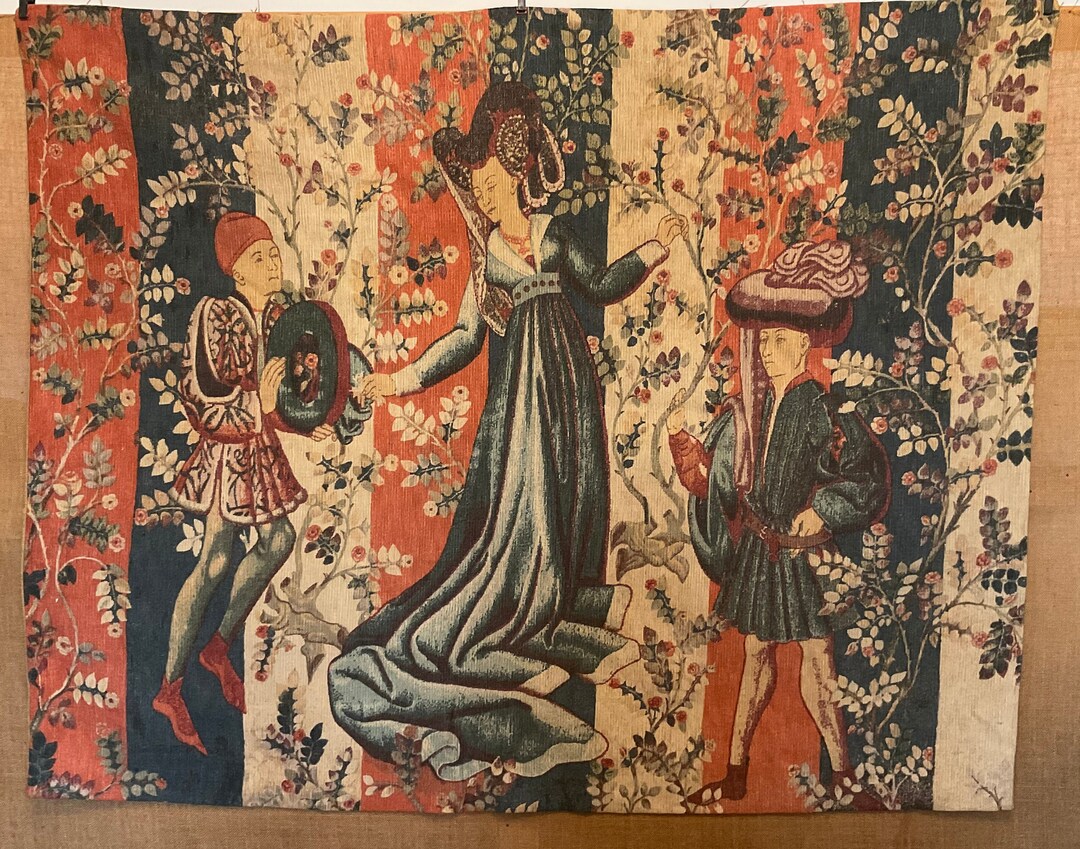 French Vintage Medieval Tapestry Bailee Des Roses ,the Rose Garden - Etsy