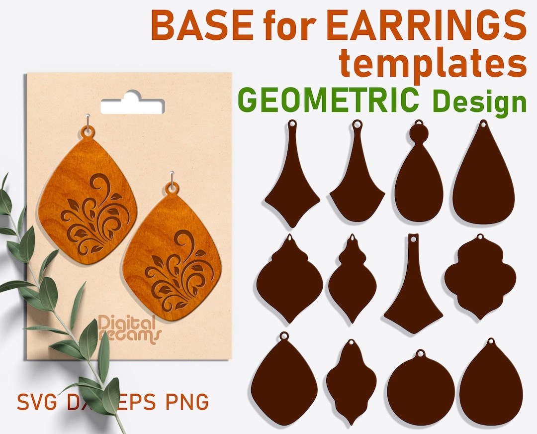 Basic Earring Shapes SVG | Laser Cut Wood Earrings Template | Blank ...