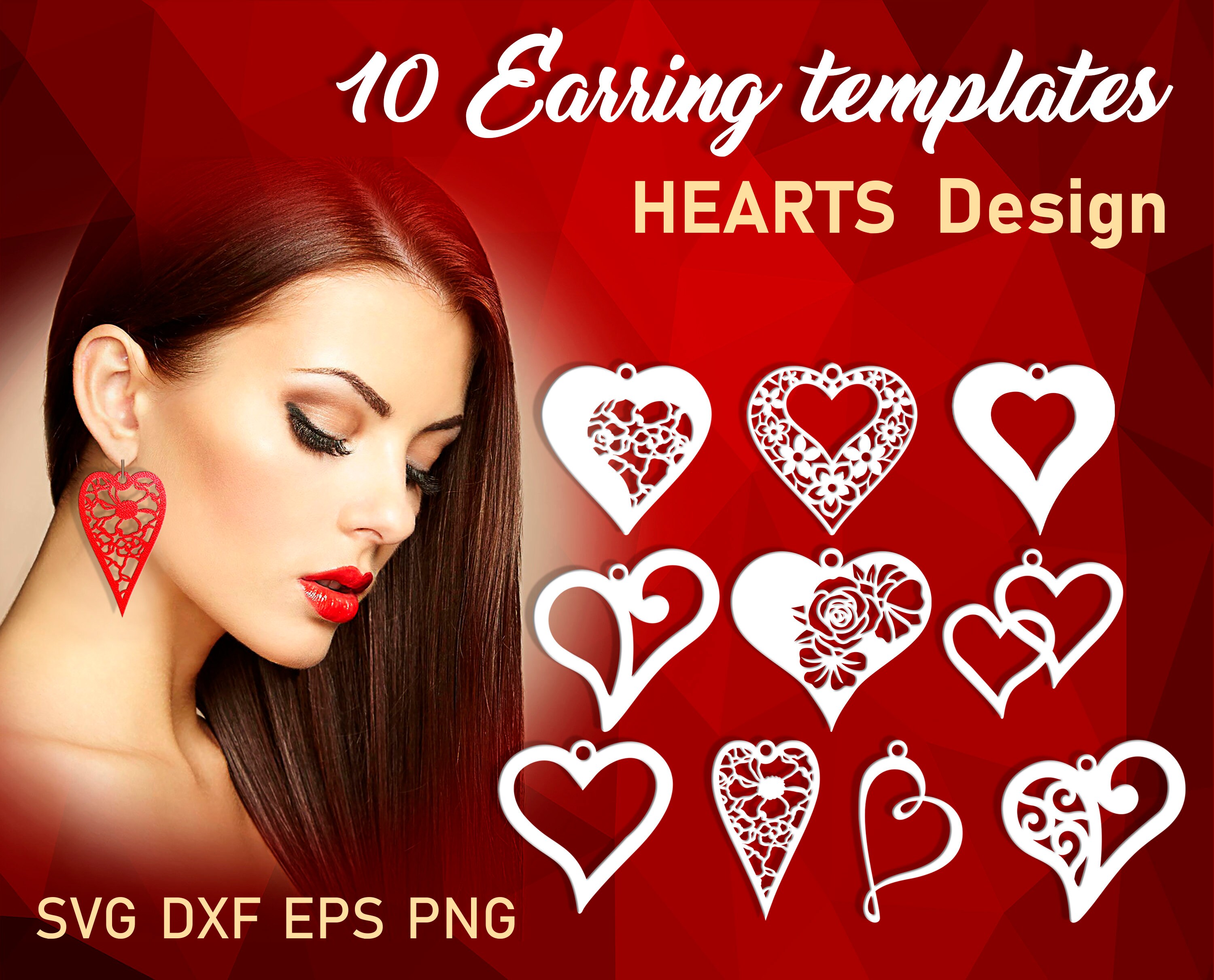 Leather Earring Bundle Svg Heart Valentine Love Svg Wood | Etsy