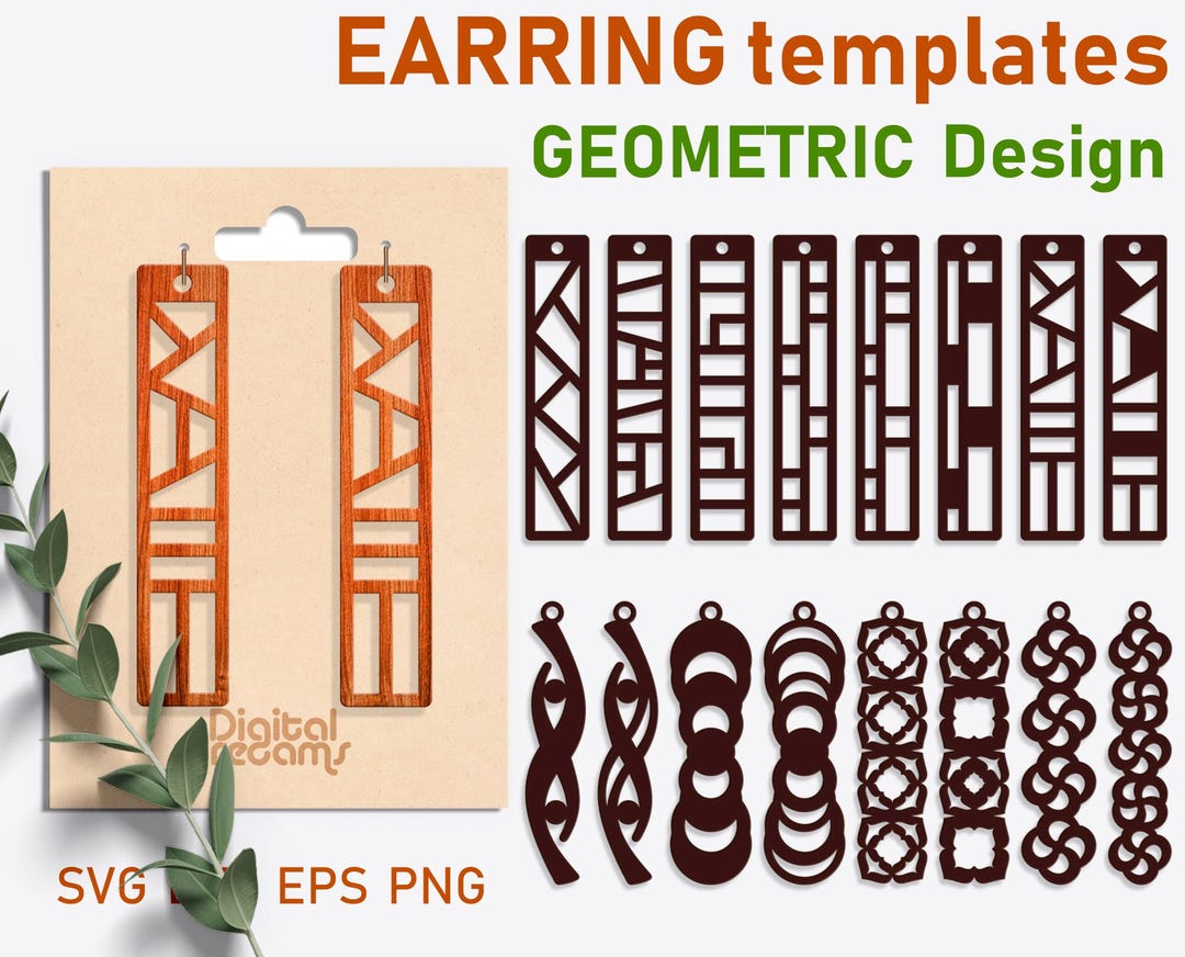 Long Rectangle Earrings SVG: Geometric Modern Minimalist Dangle ...