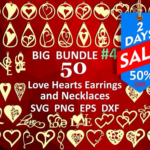 Leather Earring Svg Bundle Love Heart Template Acrylic Pendant - Etsy