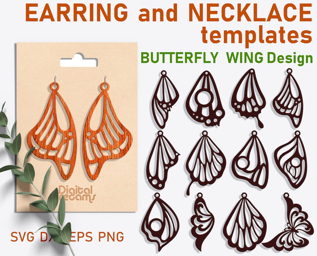 Butterfly Wing Earrings Svg Bundle, Faux Leather Earring Templates ...