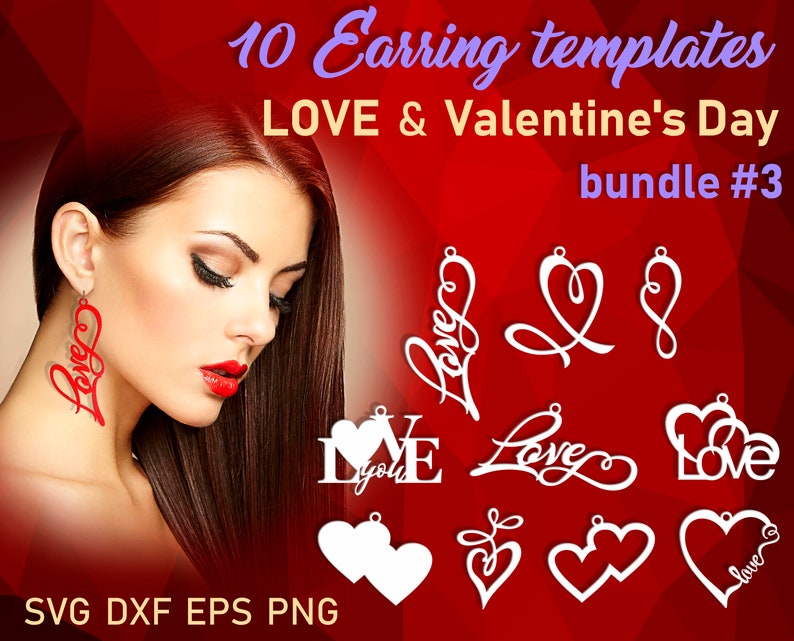 10 Love Heart Leather Earring Svg Wood Earring Valentine Svg - Etsy