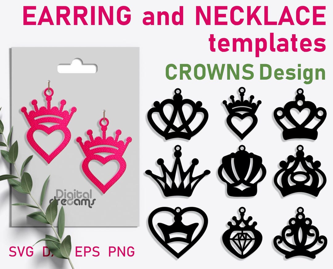 Crown Earrings SVG Handmade Jewelry Princess Crown Earrings Template ...