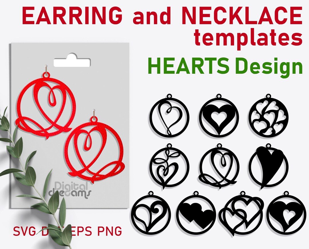 10 Love Heart Leather Earring Svg Bundle Valentine Wood Earring ...