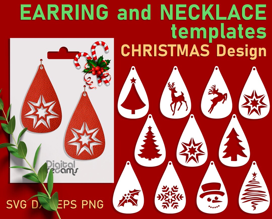 Leather Christmas Earring Svg Bundle Teardrop Earring Christmas Deer ...
