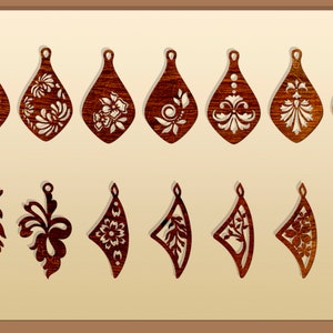 Leather Earring Svg Bundle Wood Earring Template Svg Damask Earring Svg ...