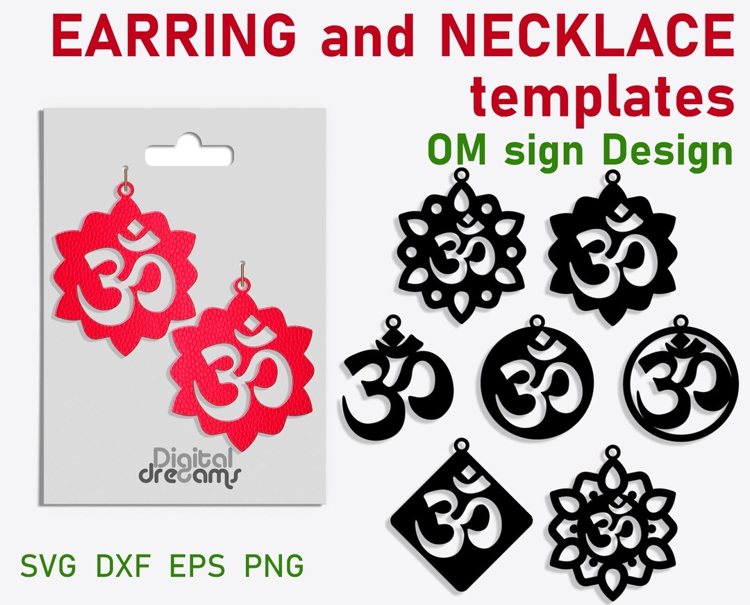 Om Sign Earrings Svg Round Aum Earring Template Om Sanskrit Symbol Yoga ...