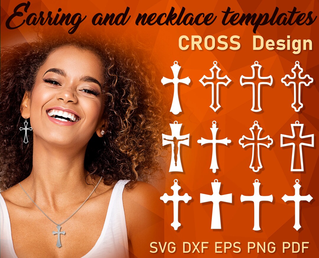 Cross Earring Svg Bundle Christian Cross Necklace Template Religious ...