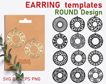 Circle Round Earring Template SVG Laser Cut File | Leather Wood Earring ...
