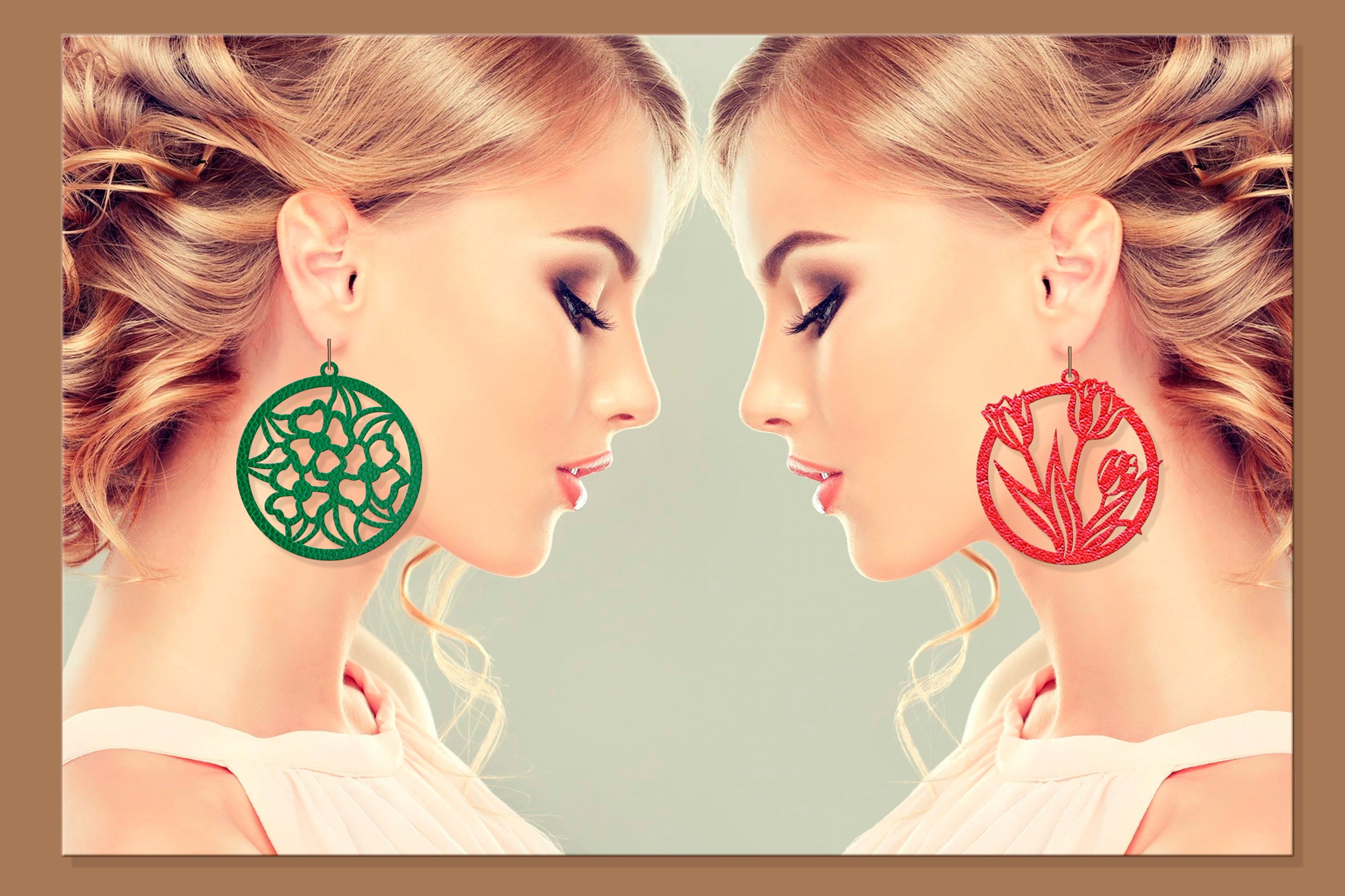 Flower Earring SVG Bundle: Circle Laser Cut Template (digital Download ...