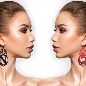26 Elegant Alphabet Earrings SVG Decorative Letter Earring Template ...