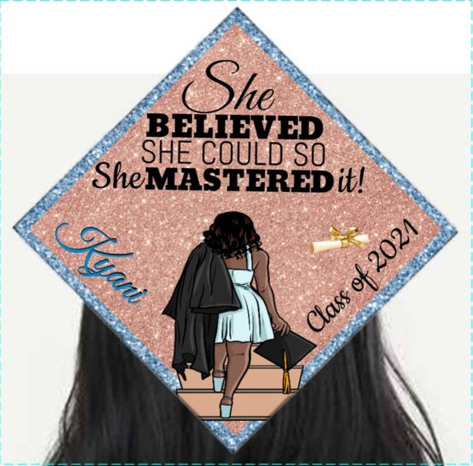 Graduation cap topper label/ MASTERED it | Etsy