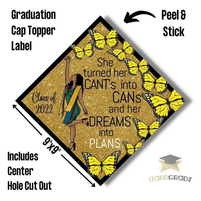 Graduation Cap Topper Label/ Can't Into Cans/ Yellow - Etsy