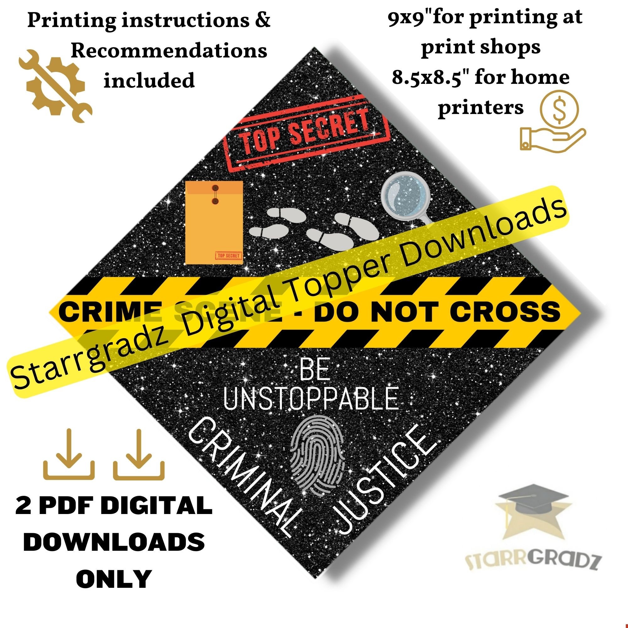 Grad Cap Digital Design/ Download / Criminal Justice - Etsy