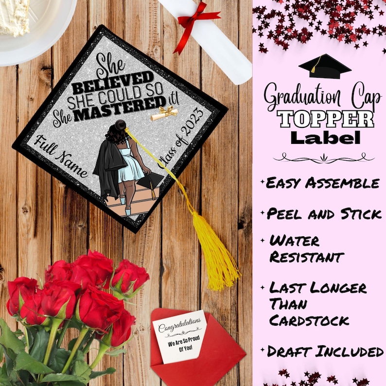 Graduation Cap Topper Label/ MASTERED It - Etsy