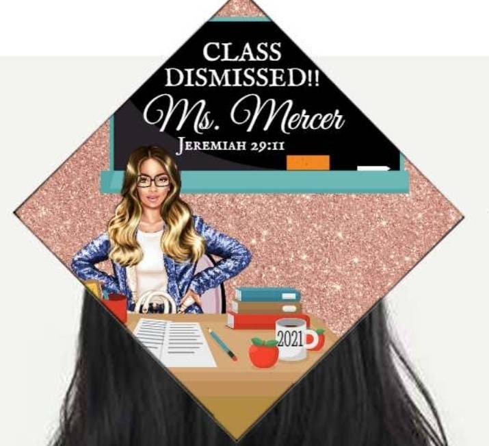 Graduation cap topper label/ teacher | Etsy