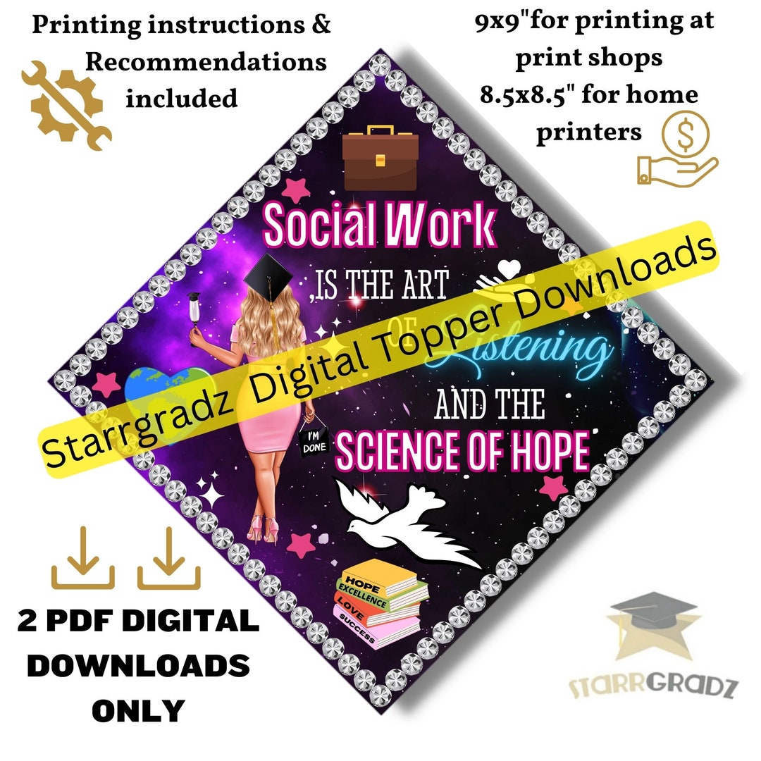 Grad Cap Digital Design/ Download / Socialwork/ Science of Hope - Etsy