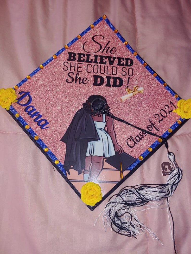 Customized Graduation Cap Topper With Borders/ Rhinestones or - Etsy