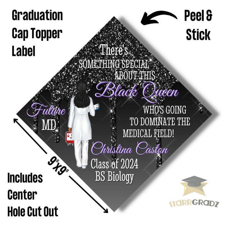Graduation Cap Topper Label/ MD/ Biology Major/medical Design/ Adhesive ...