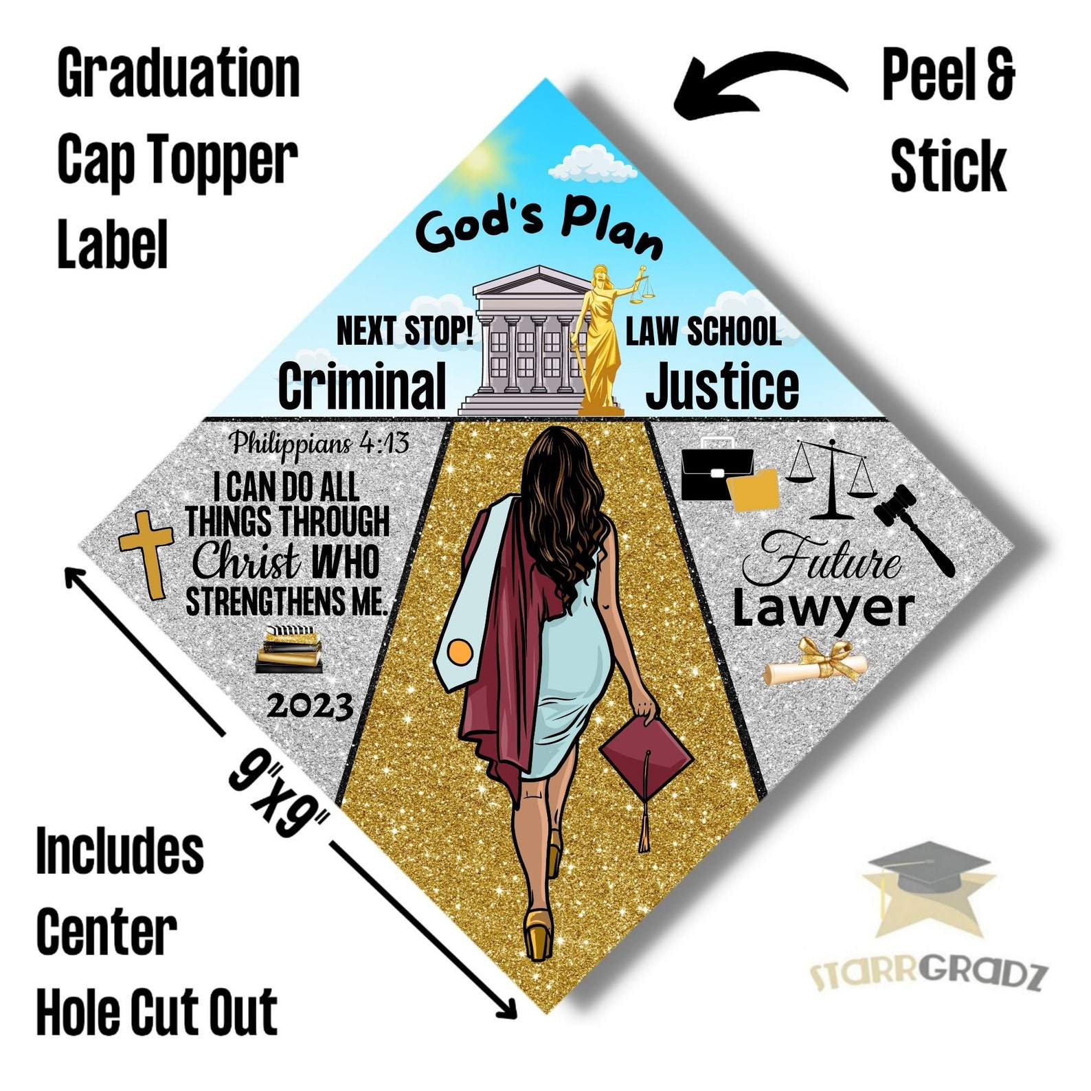 Graduation Cap Topper Label/criminal Justice Major/ Future Lawyer/ Law ...