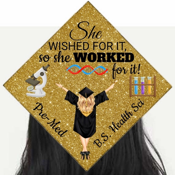 Graduation Cap Topper/gold/ Biology | Etsy