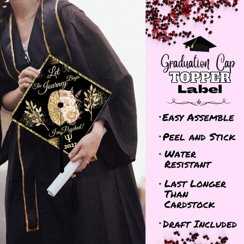 Graduation Cap Topper Label/ I'm Psyched - Etsy
