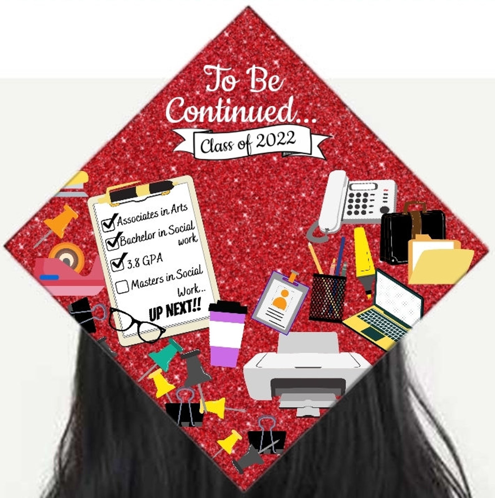 Graduation Cap Topper Label/ MSW - Etsy