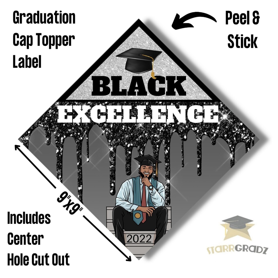 Graduation Cap Topper Label/ Black Excellence - Etsy