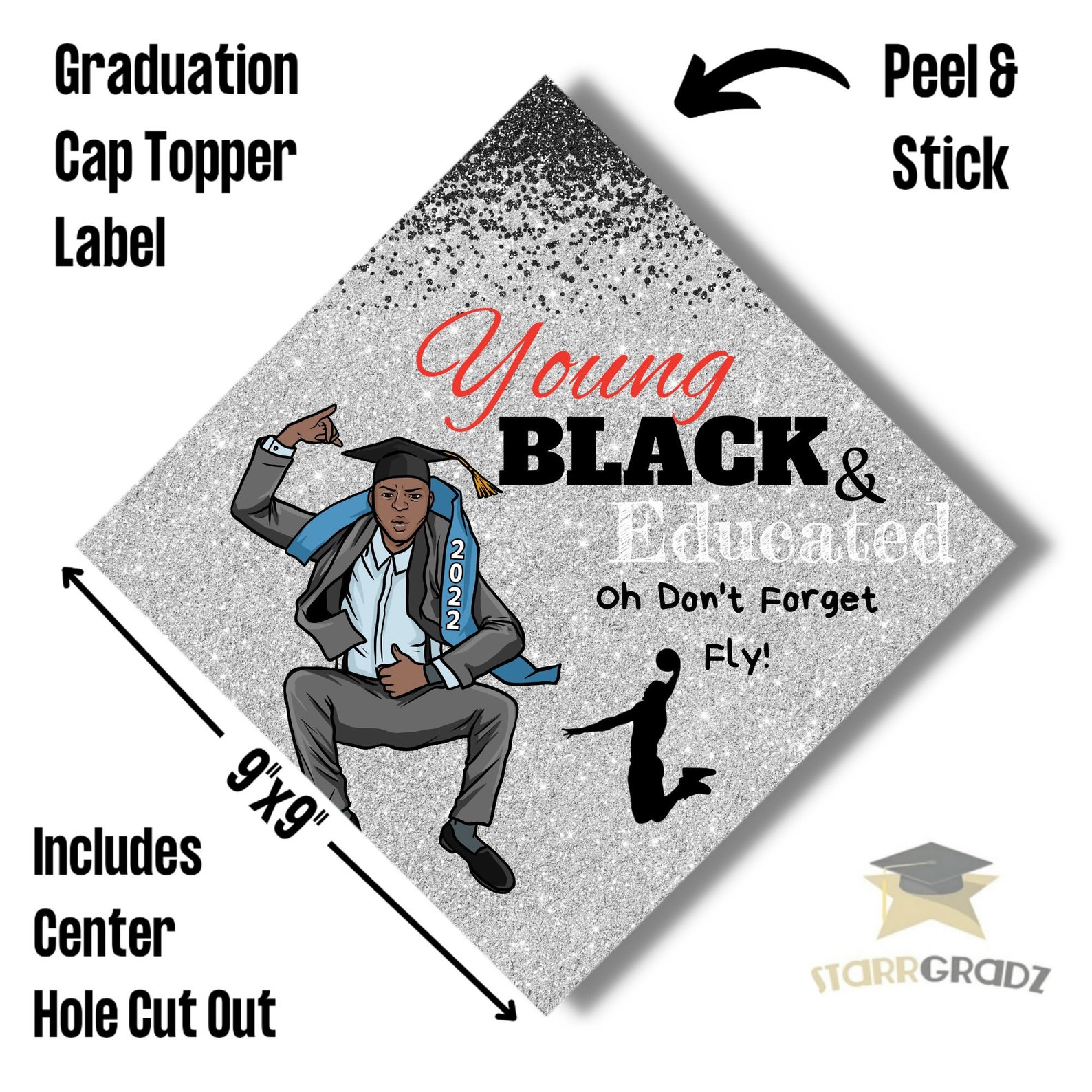 Graduation Cap Topper Label/ Young Black & Educated - Etsy