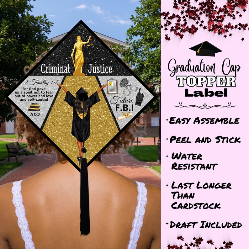Graduation Cap Topper Label/criminal Justice Major/ Future FBI - Etsy
