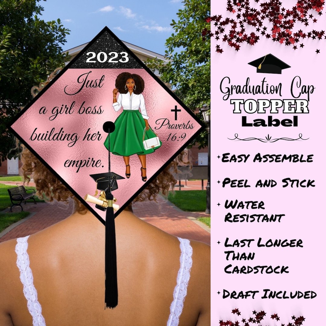 Graduation Cap Topper Label/ Girl Boss/ Empire/ Afro/ Sorority - Etsy