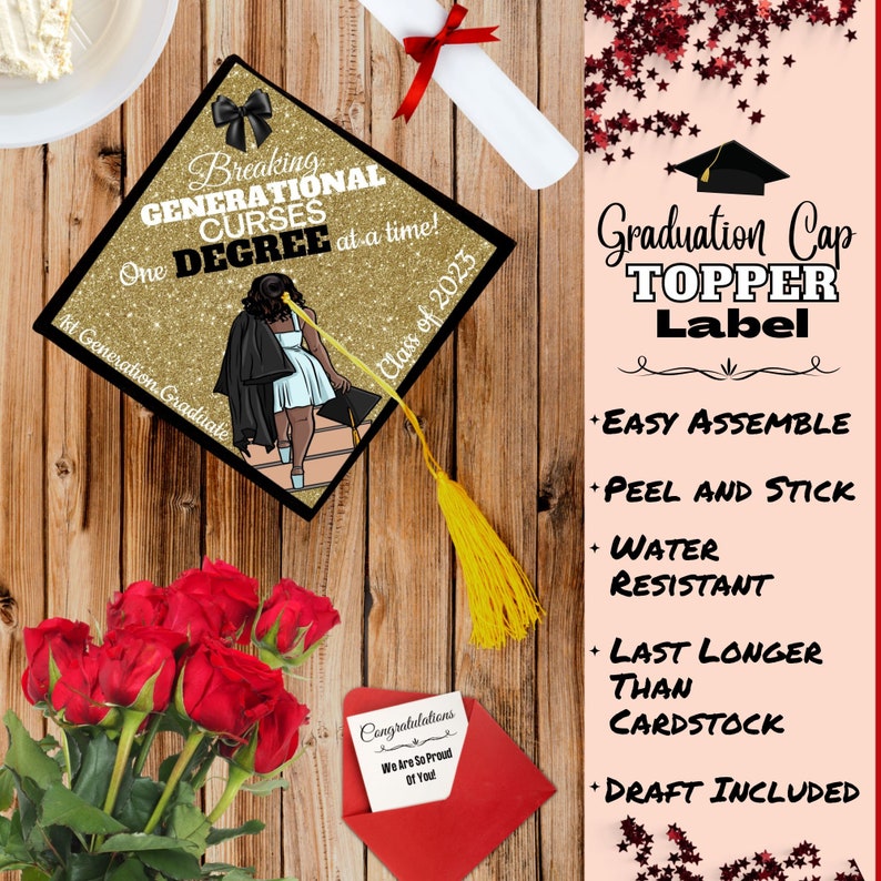 Graduation Cap Topper Label/ Breaking Generational Curses/1st - Etsy