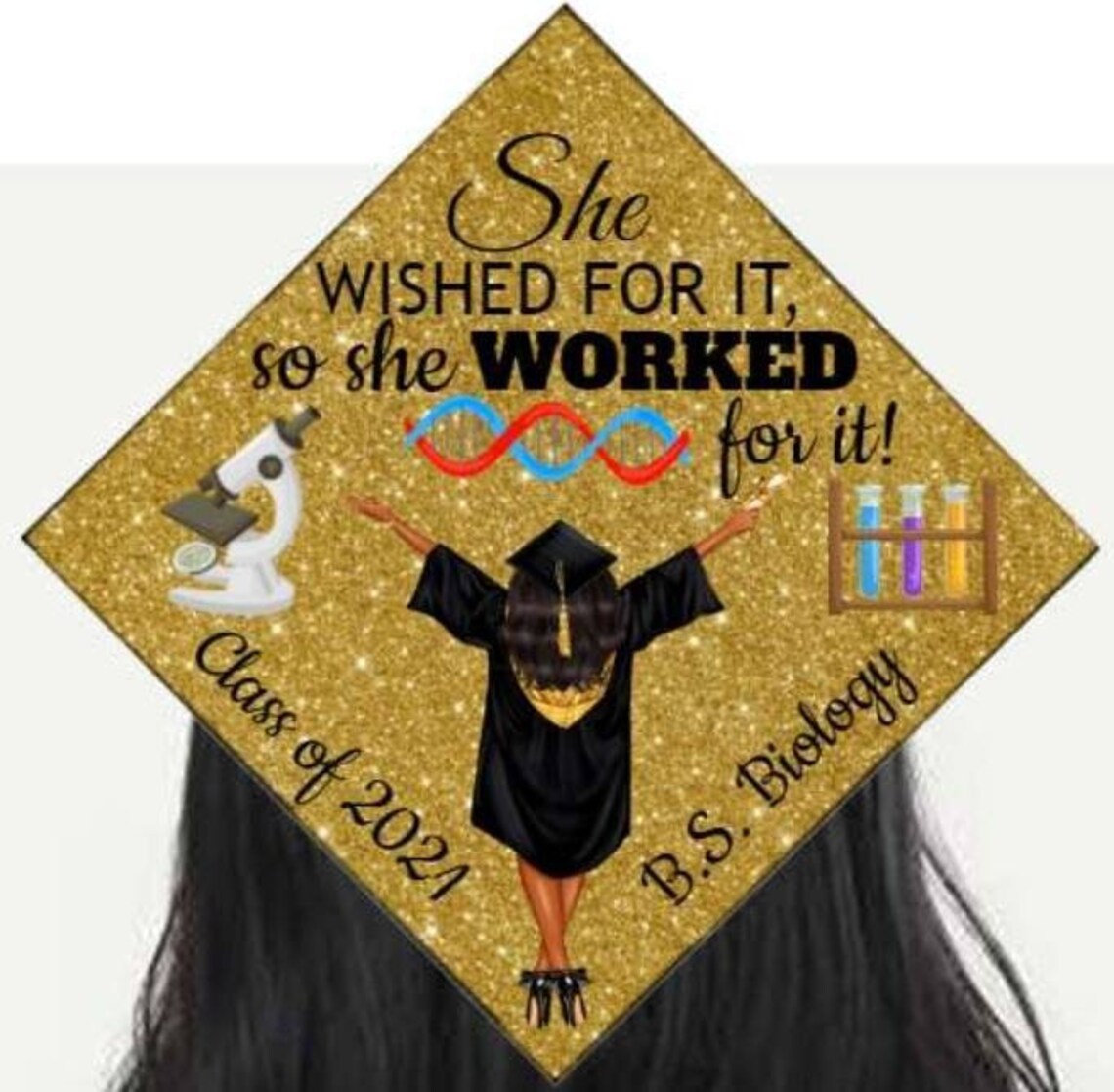 Graduation Cap Topper/gold/ Biology - Etsy