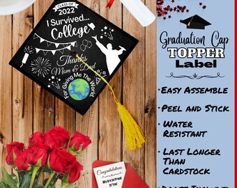 Graduation Cap Topper Label/ Thanks Mom & Dad - Etsy