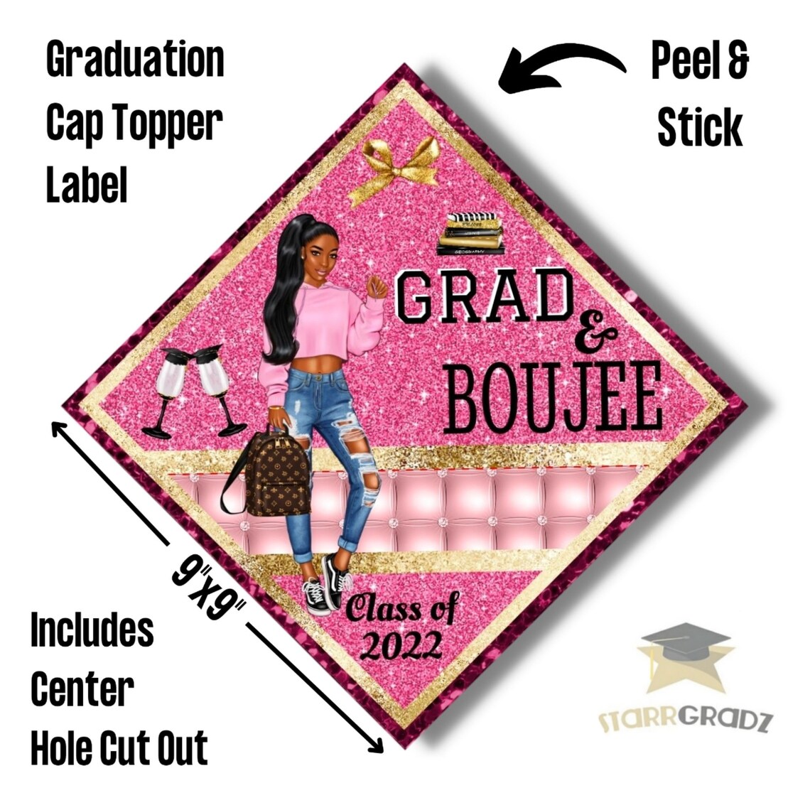 Graduation Cap Topper Label/ Grad and Boujee - Etsy